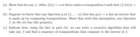 Solved P3.3.10 Let f be a bijection on the set {1,...,n}. We | Chegg.com