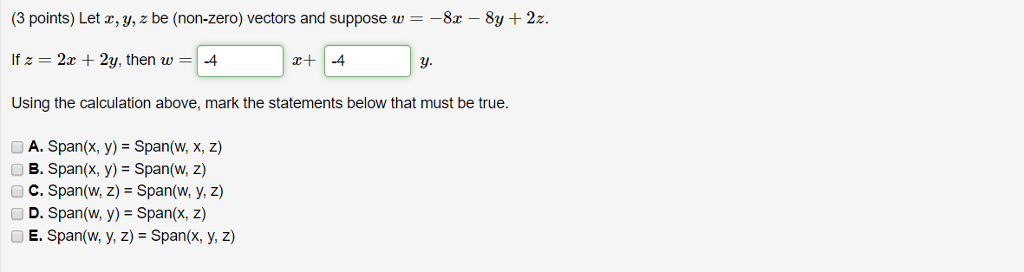 Solved (3 points) Let x, y, z be (non-zero) vectors and | Chegg.com