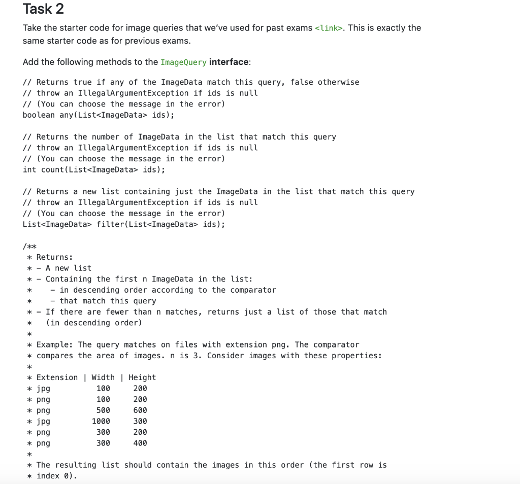 Task 2 Take the starter code for image queries that | Chegg.com