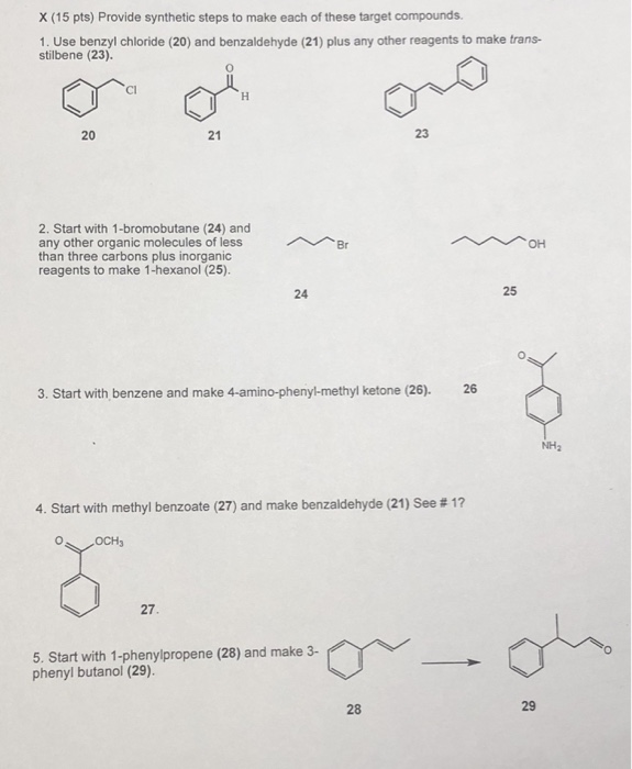Solved For 20 + 21 use 1) PPh3 2) NaOH 3) benzaldehyde (21) | Chegg.com