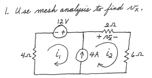 Solved 1. Use mesh analysis to find vx. | Chegg.com