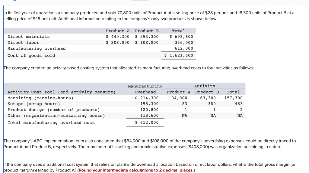 Solved In its first year of operations a company produced | Chegg.com
