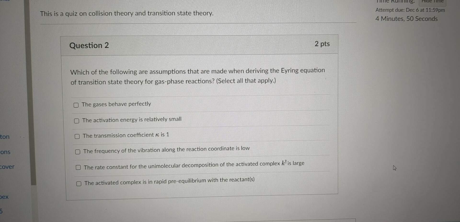 This is a quiz on collision theory and transition | Chegg.com