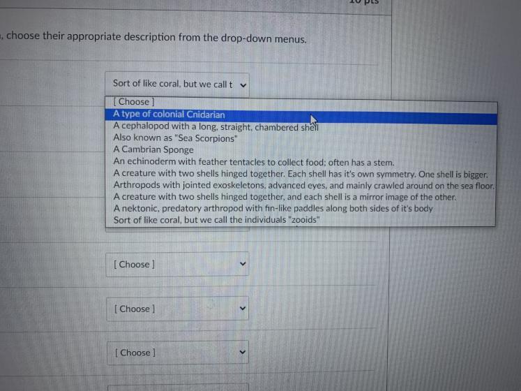 Solved For each organism, choose their appropriate | Chegg.com