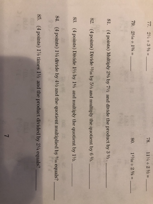 Solved 80. 117,32 ÷ 29 - 81. (4 points) Multiply 24% by 7/2 | Chegg.com