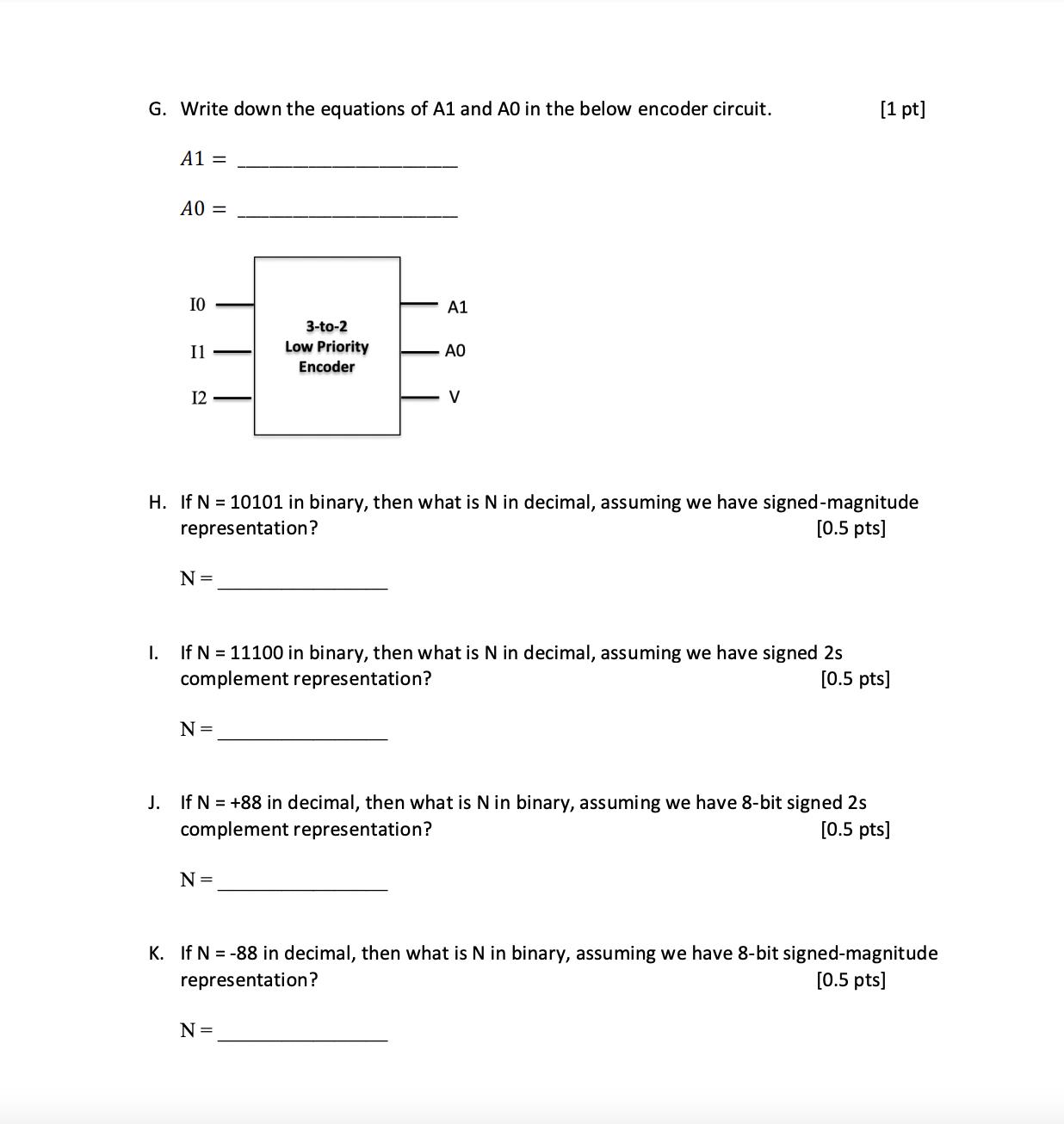 Solved G. Write down the equations of A1 and A0 in the below | Chegg.com
