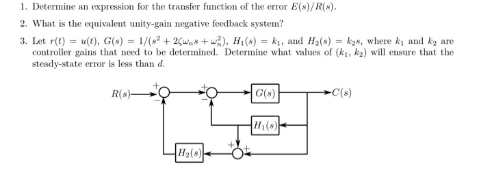 Solved 1. Determine an expression for the transfer function | Chegg.com