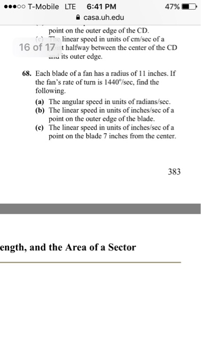 Solved (c) The linear speed in units of cm/sec of a point | Chegg.com