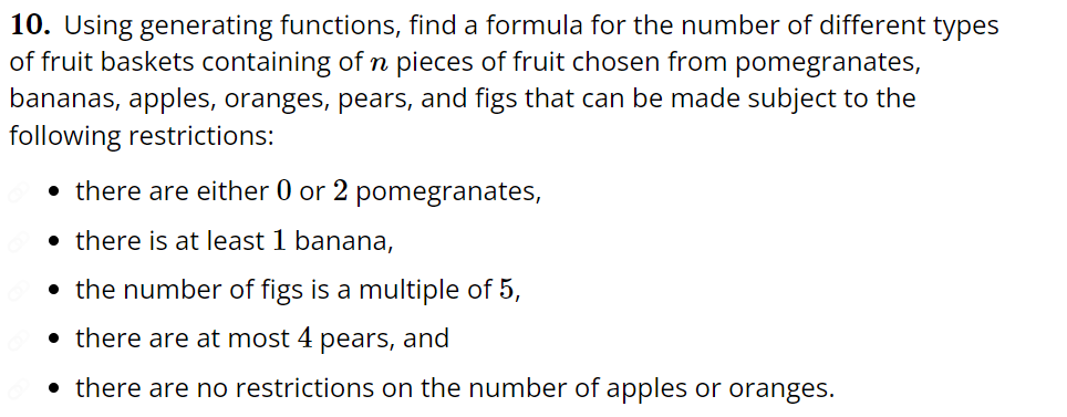 Solved 10. Using generating functions, find a formula for | Chegg.com