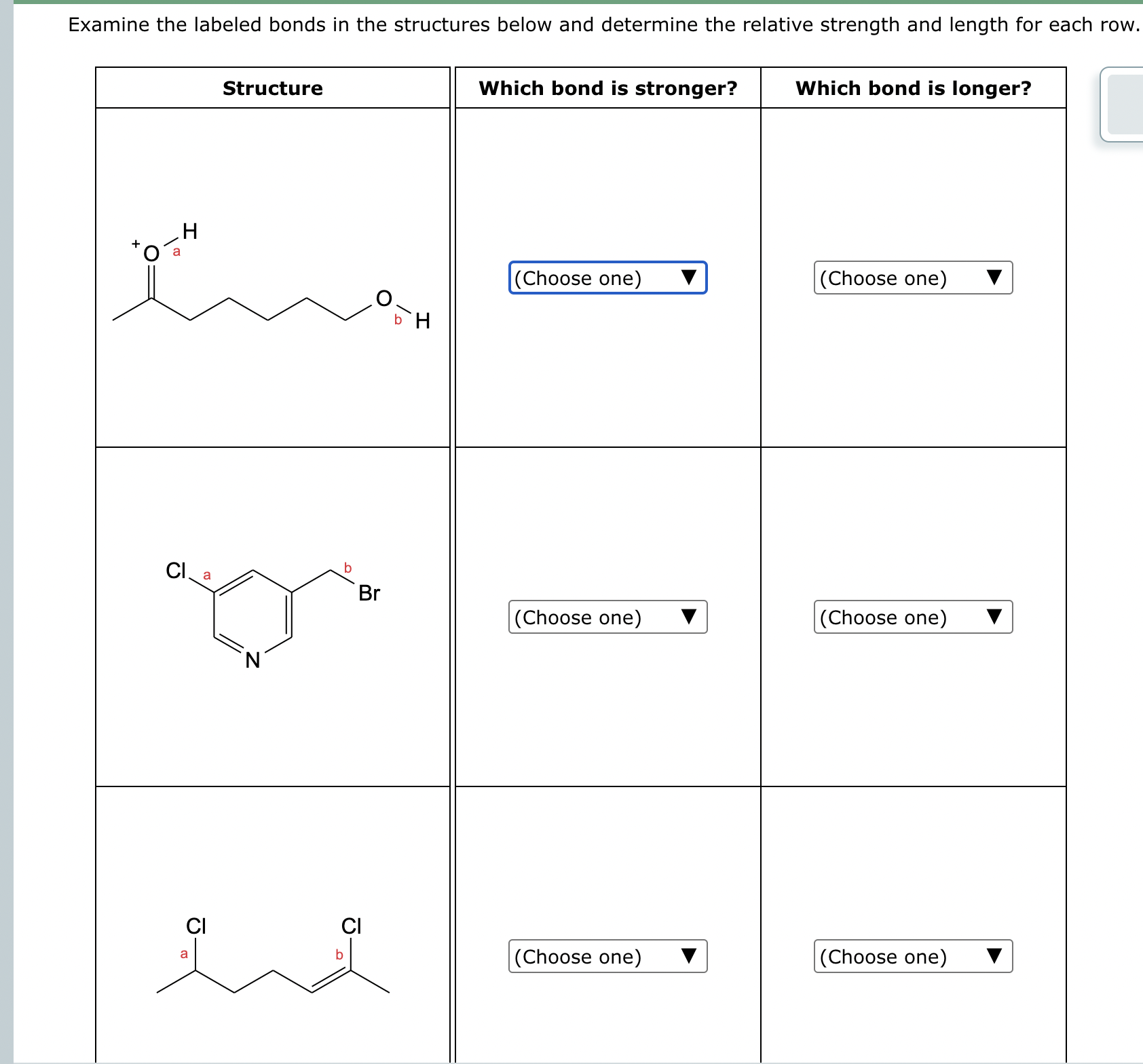 Solved Examine the labeled bonds in the structures below and | Chegg.com