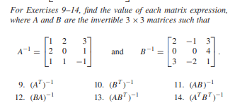 Solved For Exercises 9-14, find the value of each matrix | Chegg.com