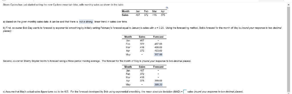 Solved Stors Cycks has just started selling the new Cyclonc | Chegg.com
