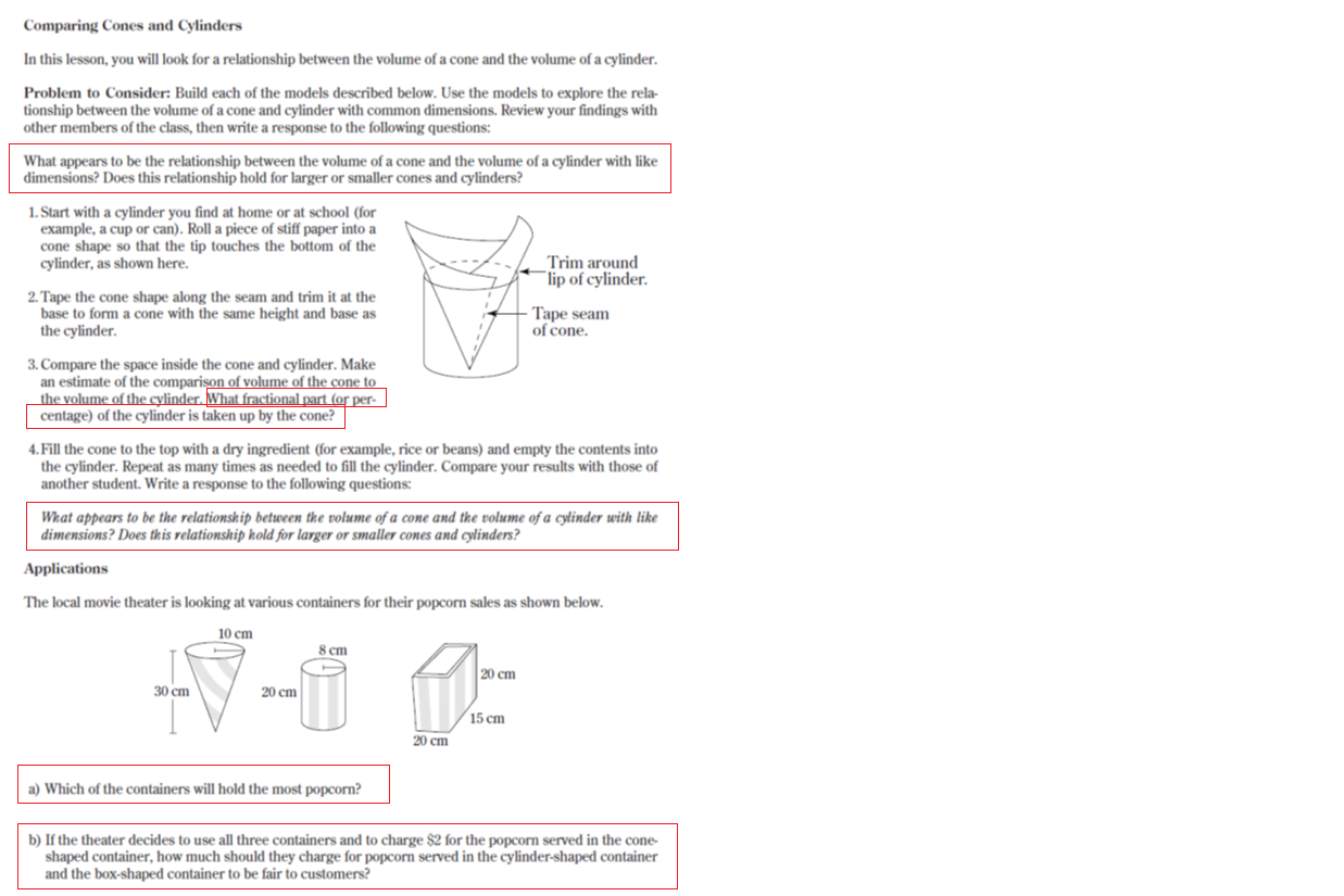 Solved Comparing Cones and Cylinders In this lesson, you | Chegg.com