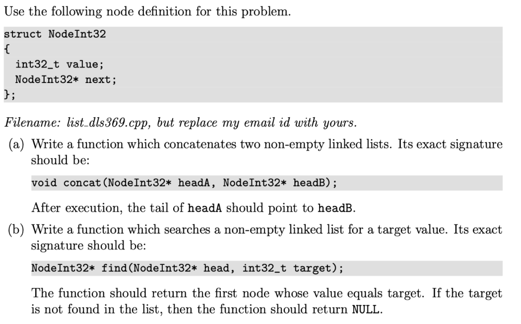 Solved Use the following node definition for this problem. | Chegg.com