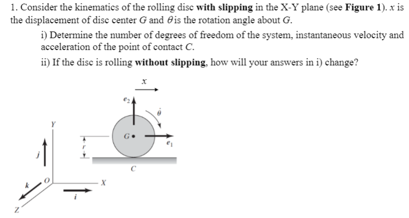 Solved 1. Consider the kinematics of the rolling disc with | Chegg.com