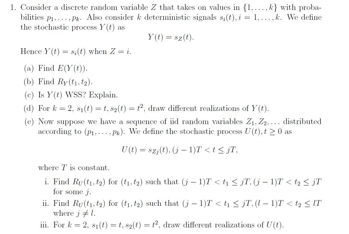 Consider a discrete random variable Z that takes on | Chegg.com