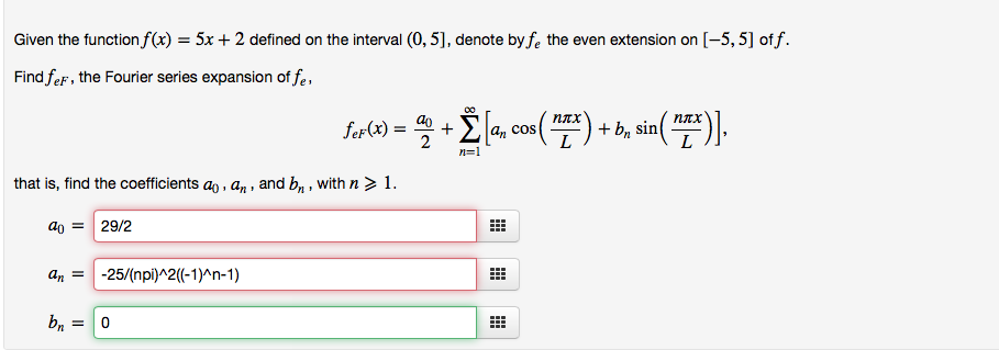 Solved Given the functionf(x) = 5x + 2 defined on the | Chegg.com
