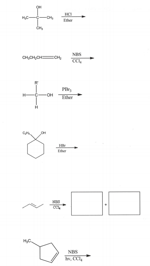 Solved OH HAC - -CH3 HCI Ether CH3 CH3CH2CH=CH2 NBS CCl4 | Chegg.com
