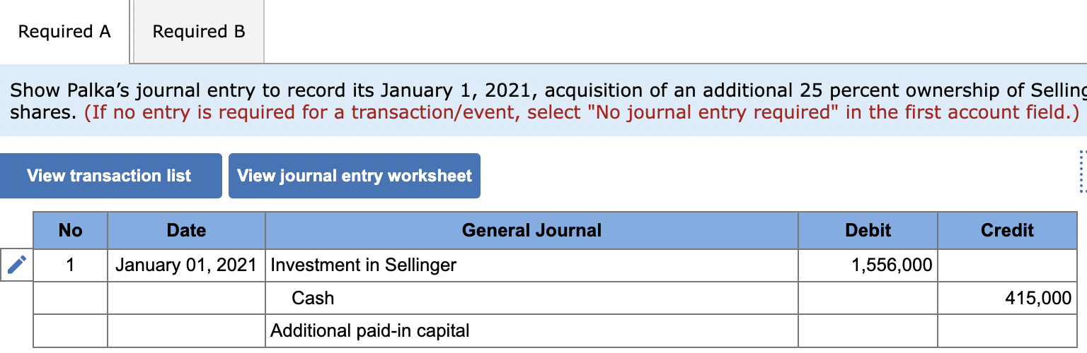 Solved On January 1, 2020, Palka, Inc., acquired 70 percent | Chegg.com