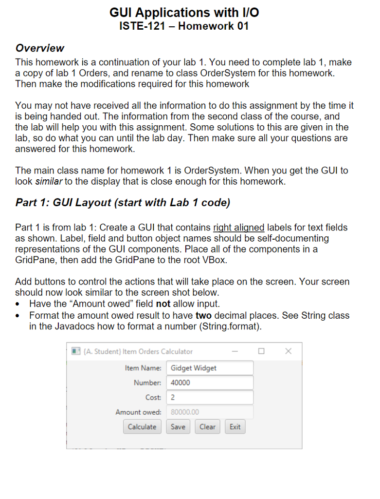 Solved GUI Applications with I/O ISTE-121-Homework 01 | Chegg.com
