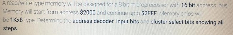 Solved A read/write type memory will be designed for a 8 bit | Chegg.com