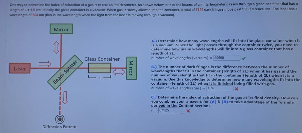 Solved One way to determine the index of refraction of a gas | Chegg.com