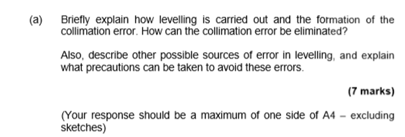 Solved a) Briefly explain how levelling is carried out and | Chegg.com