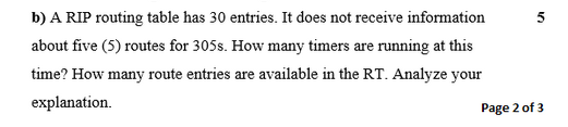 Solved 5 b) A RIP routing table has 30 entries. It does not | Chegg.com
