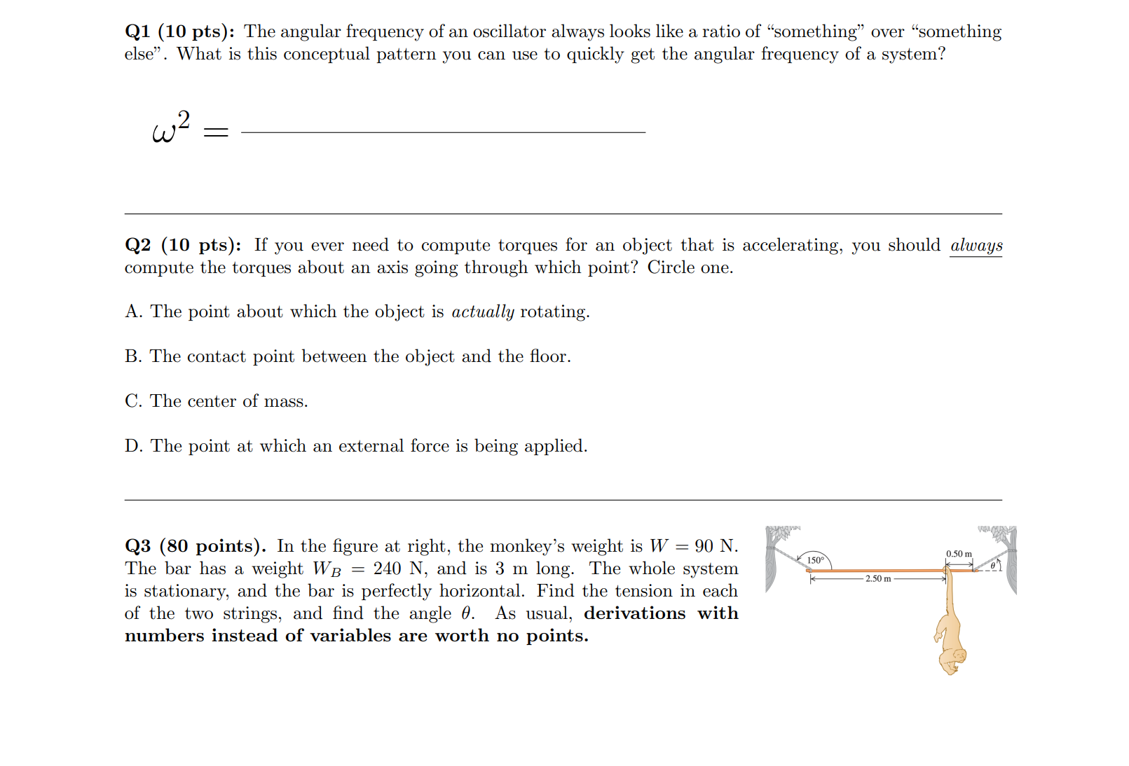 Solved Q1 (10 ﻿pts): The angular frequency of an oscillator | Chegg.com