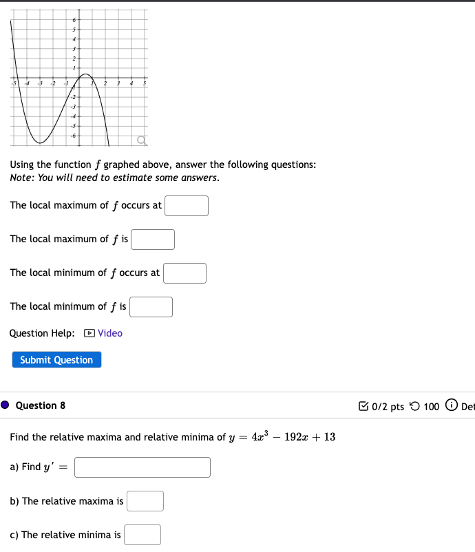 Solved 6 5 3 2 1 -2 -1 2 Using the function f graphed above, | Chegg.com
