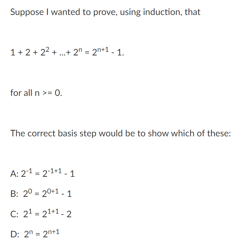 Solved Suppose I wanted to prove, using induction, that | Chegg.com