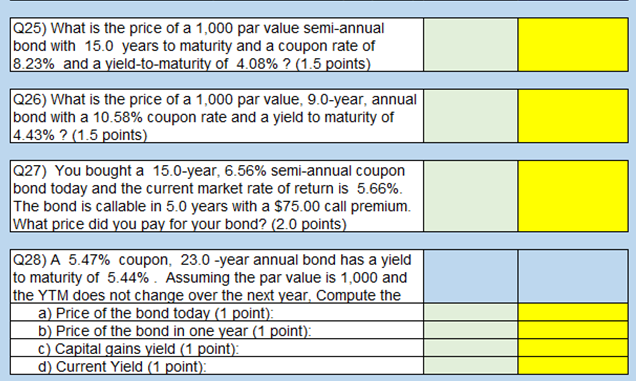 Solved Q25) What is the price of a 1,000 par value | Chegg.com