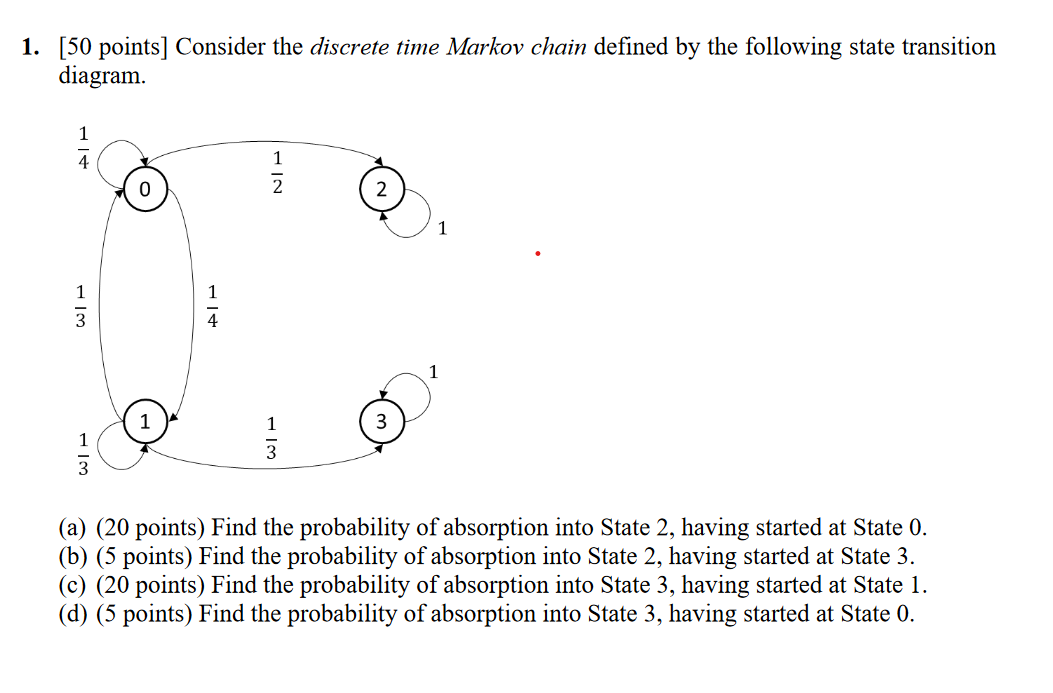 Solved 1. [50 points] Consider the discrete time Markov | Chegg.com
