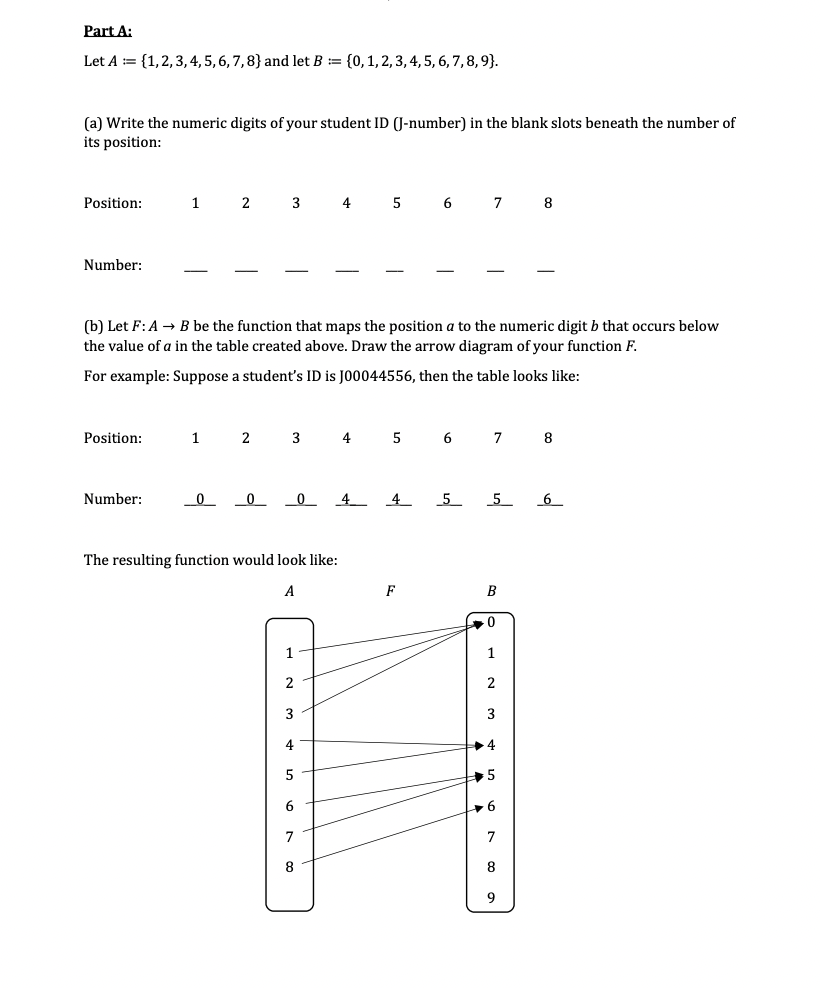 Solved Part A: Let A := {1,2,3,4,5,6,7,8} and let B := | Chegg.com