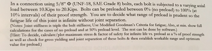 Solved In a connection using 5/8" Φ (UNF-18, SAE Grade 8) | Chegg.com