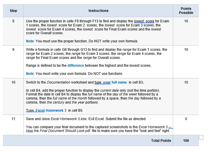 Solved Excel Homework 3 Instructions Project Description: | Chegg.com