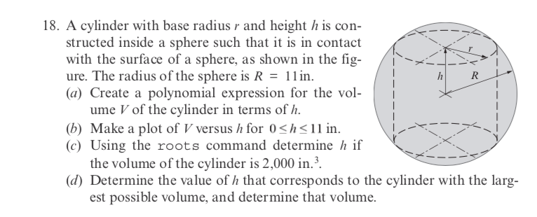 Solved 18. A cylinder with base radius r and height h is | Chegg.com