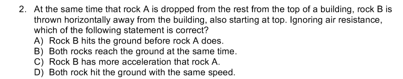 Solved 2. At the same time that rock A is dropped from the | Chegg.com
