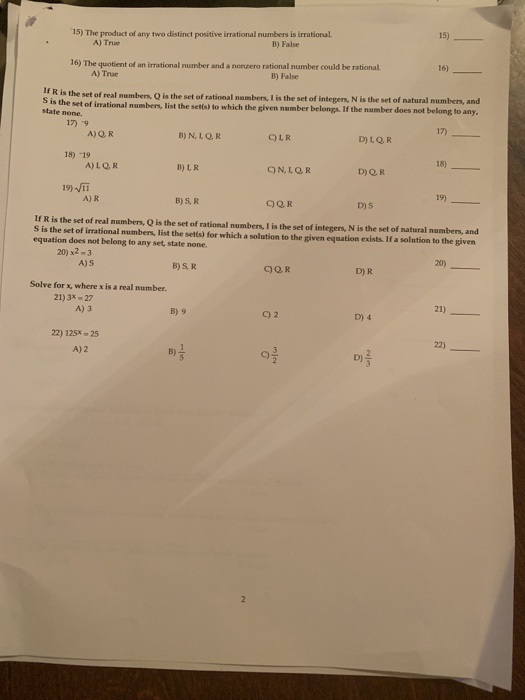 Solved MULTIPLE CHOICE Decide if the number is rational or | Chegg.com