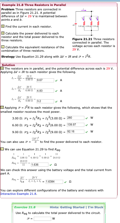 Solved Example 21.8 Three Resistors in Parallel Problem | Chegg.com