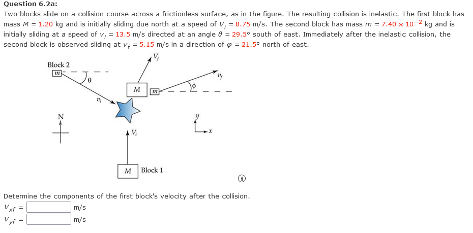 Solved Two blocks slide on a collision course across a | Chegg.com