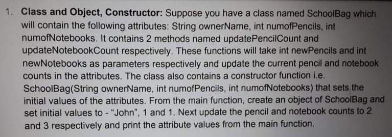 Solved 1 Class And Object Constructor Suppose You Have A 2061