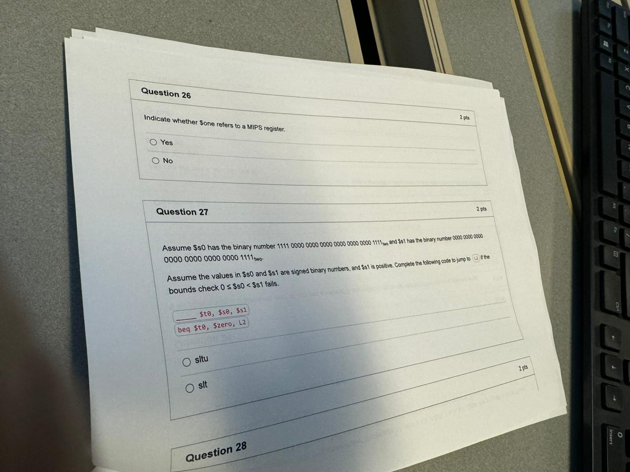 Solved Question 27Assume $S0 ﻿has the binary number | Chegg.com