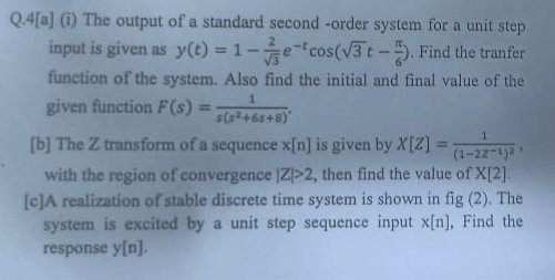 Q.4[a] (n) The output of a standard second-order | Chegg.com