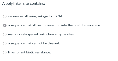 Solved A polylinker site contains: sequences allowing | Chegg.com