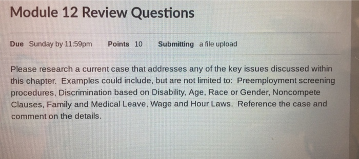 Solved Module 12 Review Questions Due Sunday by 11:59pm | Chegg.com