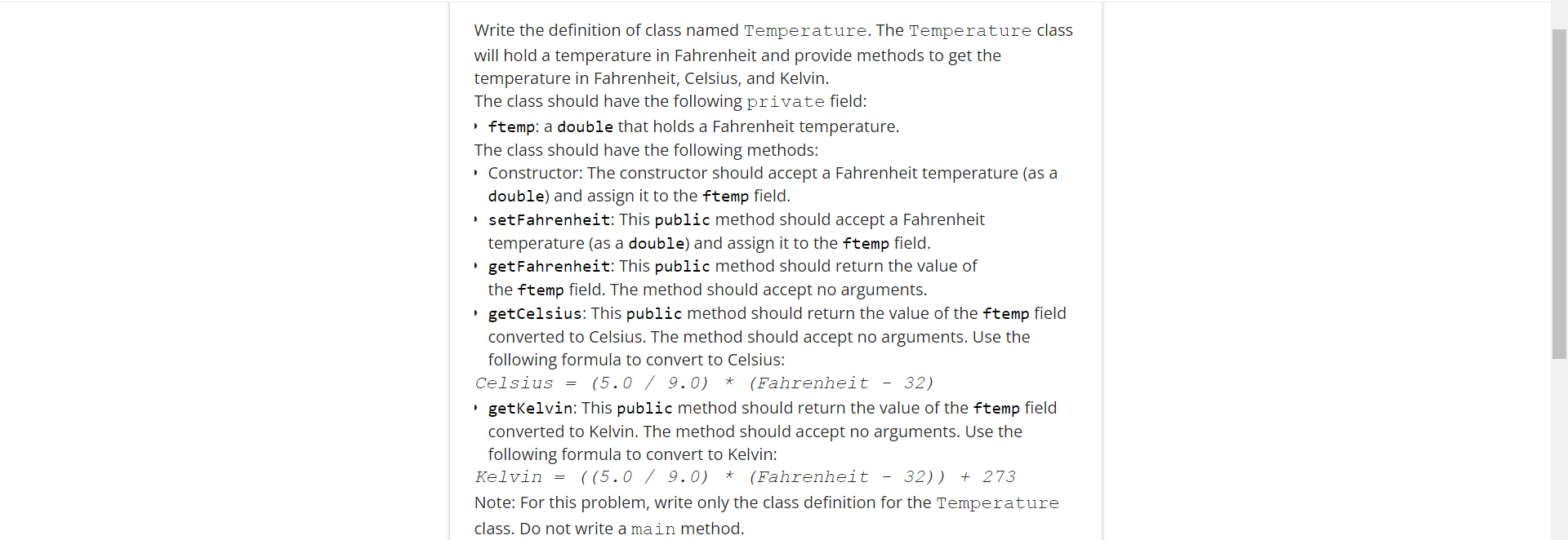 Solved Write the definition of class named Temperature. The | Chegg.com