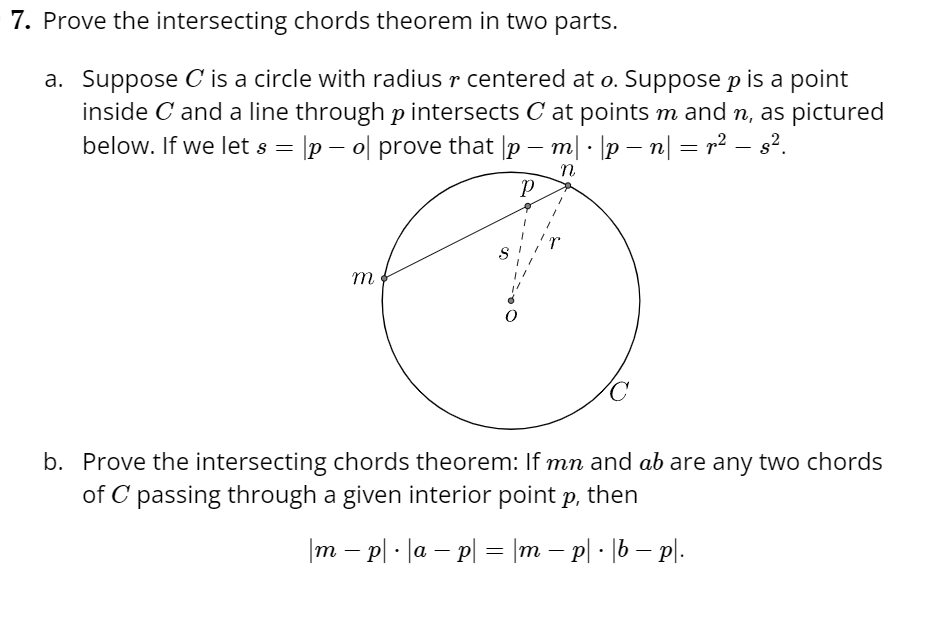 Prove the intersecting chords theorem in ﻿two | Chegg.com