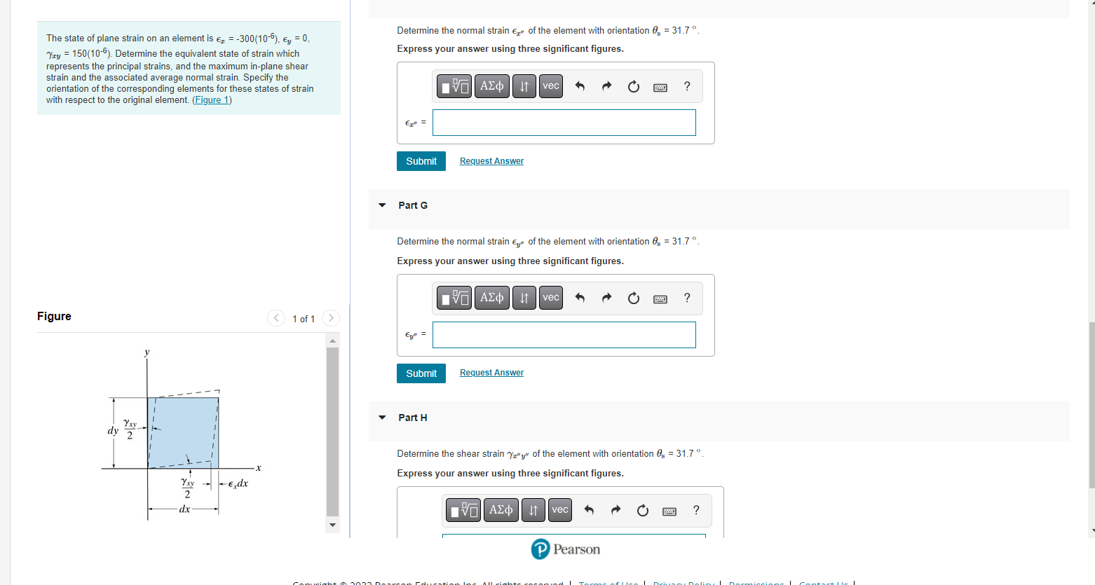 Solved Determine the normal strain En of the element with | Chegg.com
