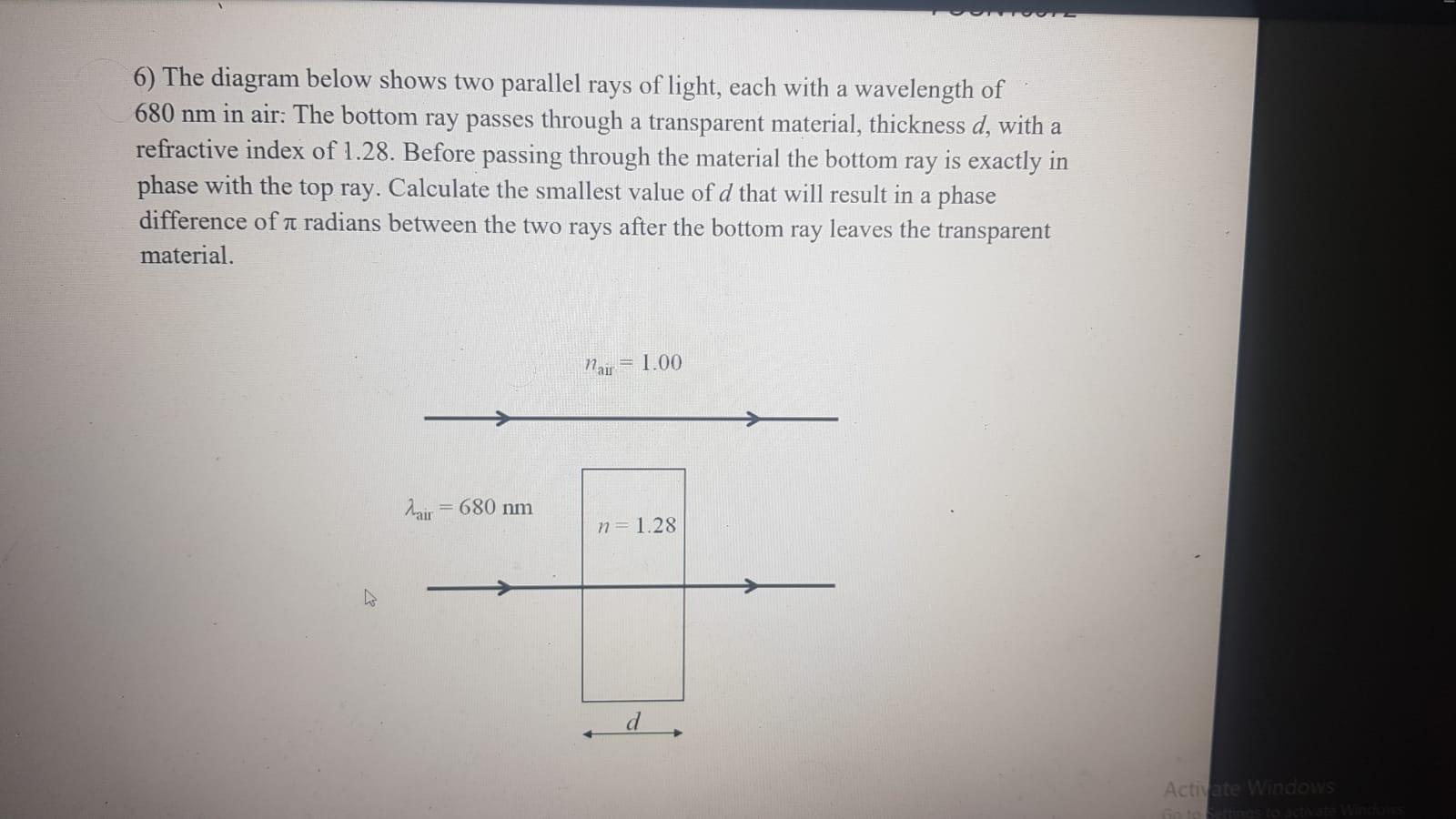 Solved The diagram below shows two parallel rays of light, | Chegg.com